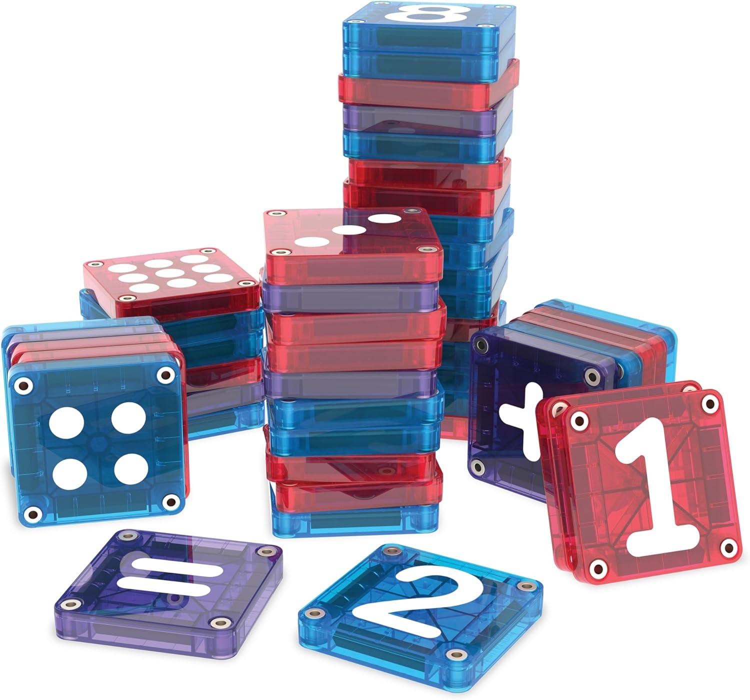 Magna-Tiles microMAGS Learn Numbers 56-Piece Magnetic Construction Set ...