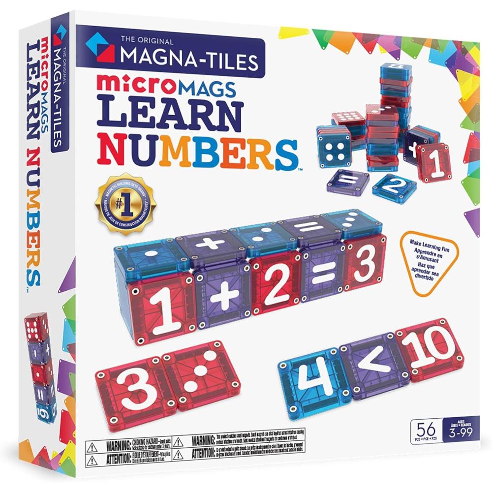 Magna-Tiles microMAGS Learn Numbers 56-Piece Magnetic Construction Set ...
